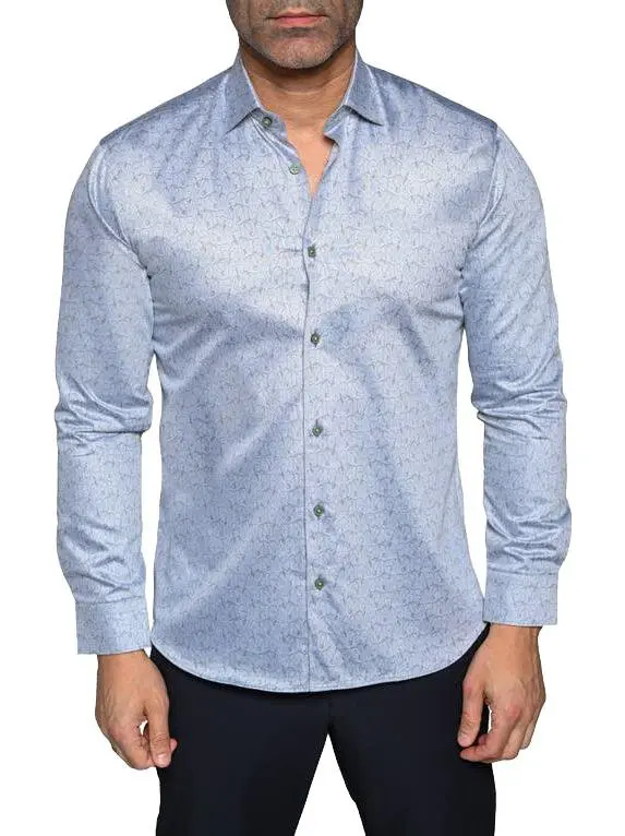MACEOO Fibonacci Resistance Contemporary Fit Button-up Shirt - Grey