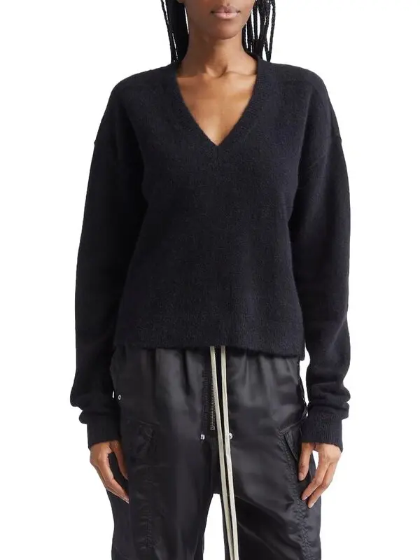 Rick Owens Tommy Alpaca And Wool-blend Sweater - Black