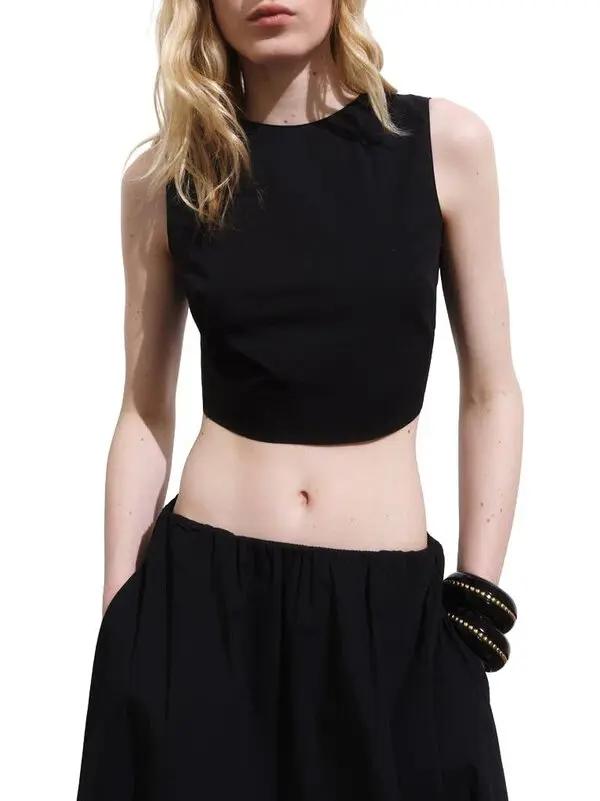 Mango Tie-back Crop Tank - Black
