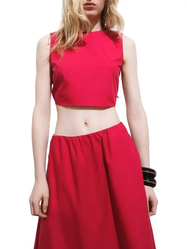 Mango Tie-back Crop Tank - Red
