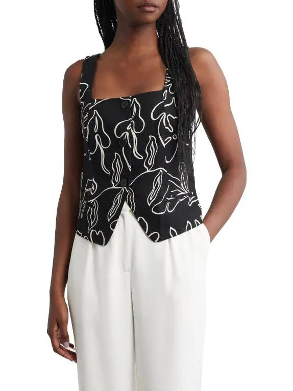 Mango Liza Square Neck Sleeveless Top - Black