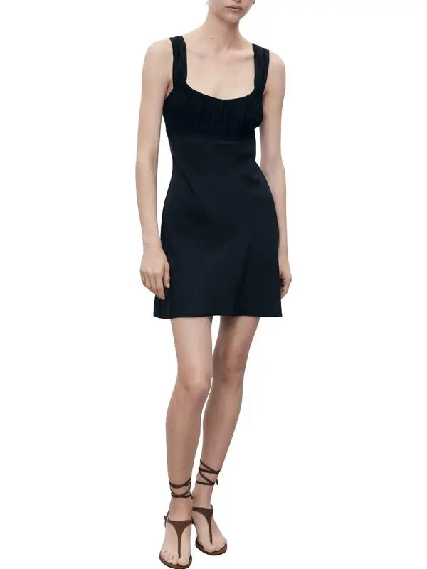 Mango Ruched Bodice Minidress - Black