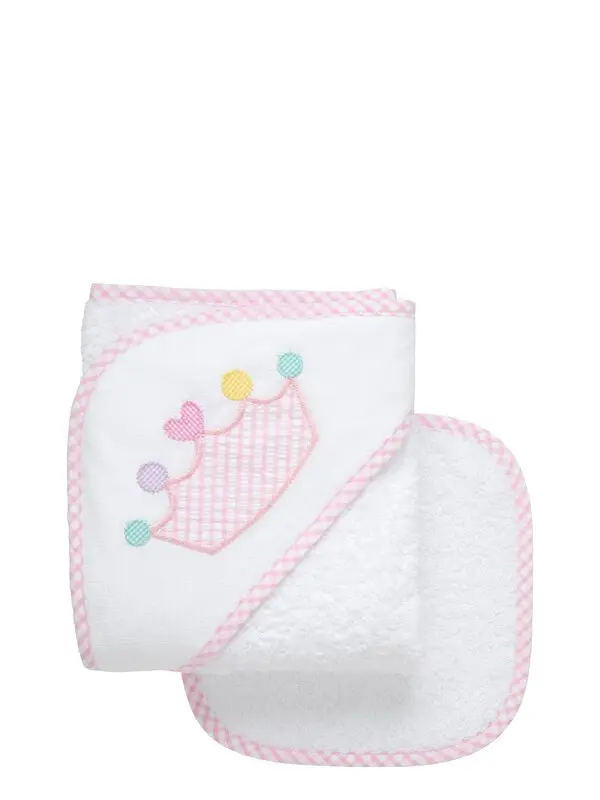3 MARTHAS Applique Hooded Towel And Washcloth Set - Princess