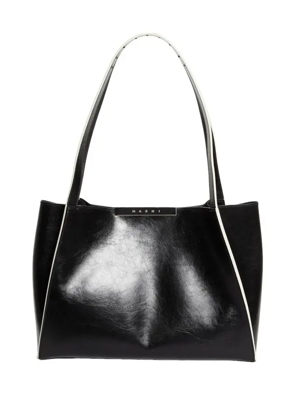Marni Small East/west Leather Tote - Black