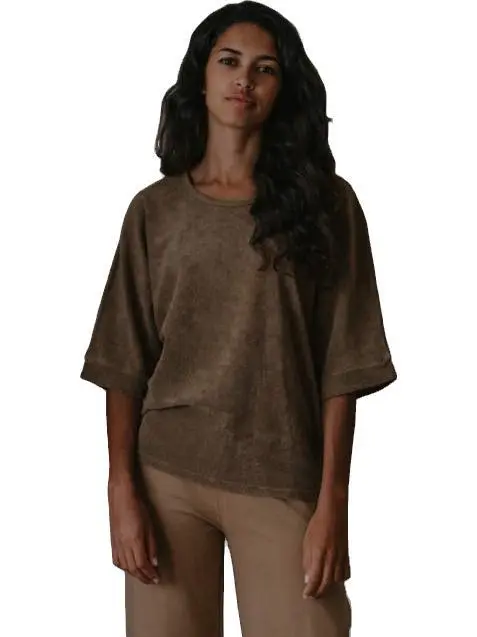 THE SIMPLE FOLK Oversized Terry Top - Walnut