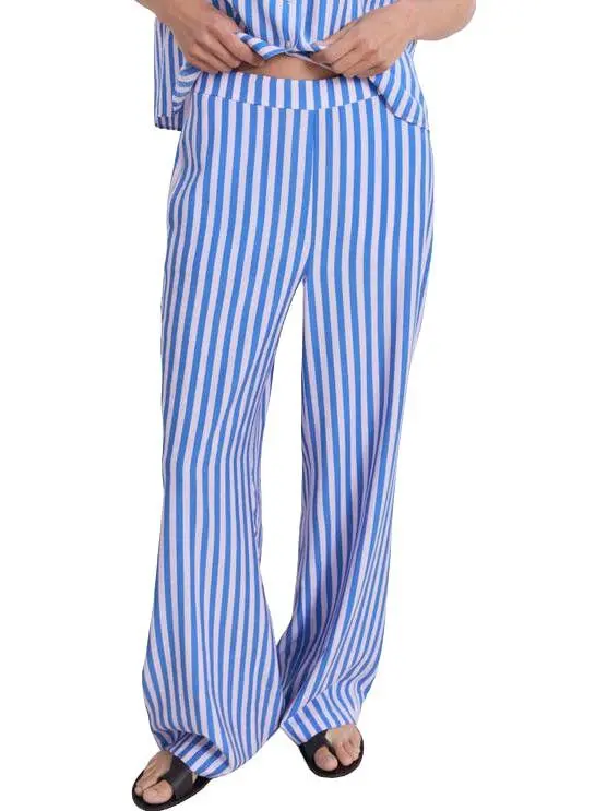 Mango Striped Straight-leg Pants - Blue