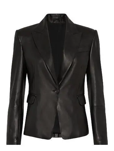 Brunello Cucinelli Nappa Leather Blazer - Black