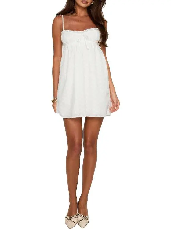 Princess Polly Marliene Broderie Anglaise Babydoll Mini Dress - White