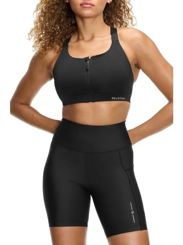 PELOTON Enhanced Support Zip Front Bra - Jet Black
