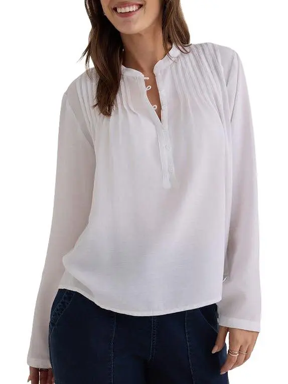 Bella Dahl Pintuck Popover Chiffon Top - White