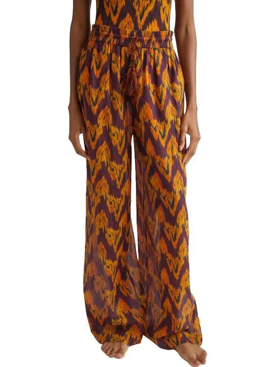 Ulla Johnson Azra Print Wide Leg Cover-up Pants - Terra