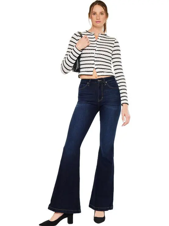 KANCAN High Rise Super Flare Stretch Jeans - Dark Wash
