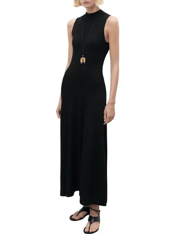 Mango Knit Maxi Dress - Black