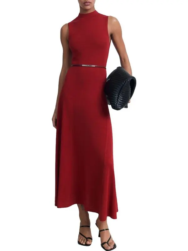 Mango Knit Maxi Dress - Red