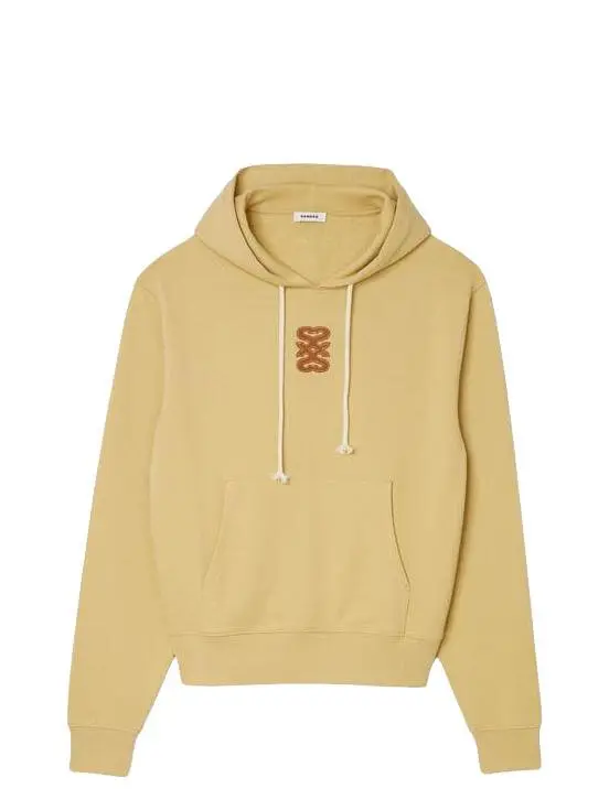 Sandro Leather Patch Hooded Sweatshirt - Ocher Yellow