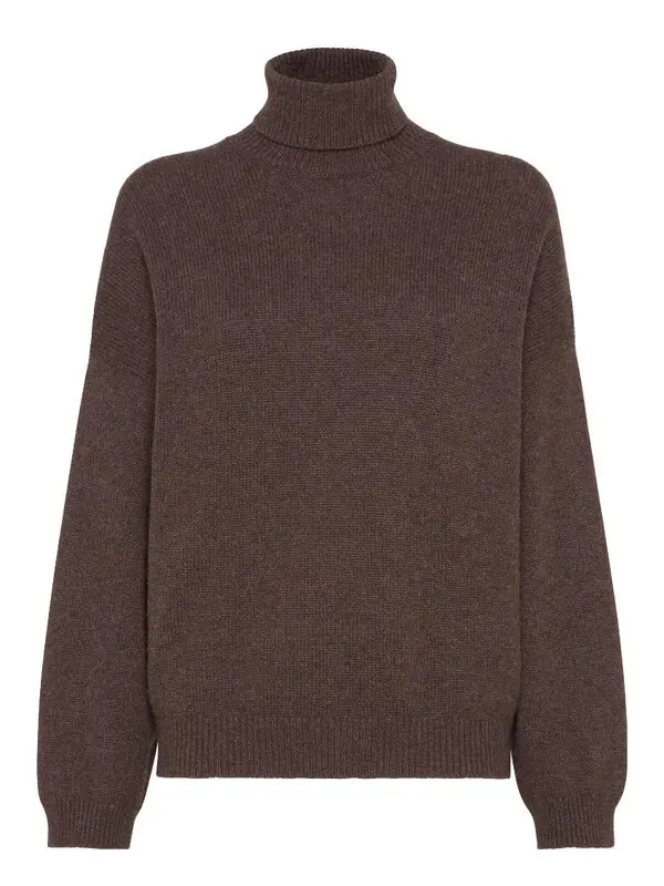 Brunello Cucinelli Turtleneck Cashmere Sweater - Rust Brown
