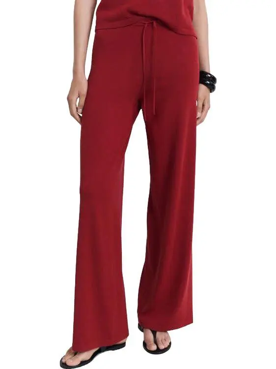 Mango Knit Drawstring Straight-leg Pants - Red