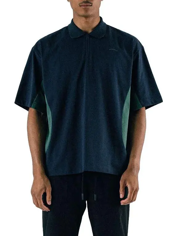 STUDENTS Assistant Jersey Quarter Zip Polo - Navy