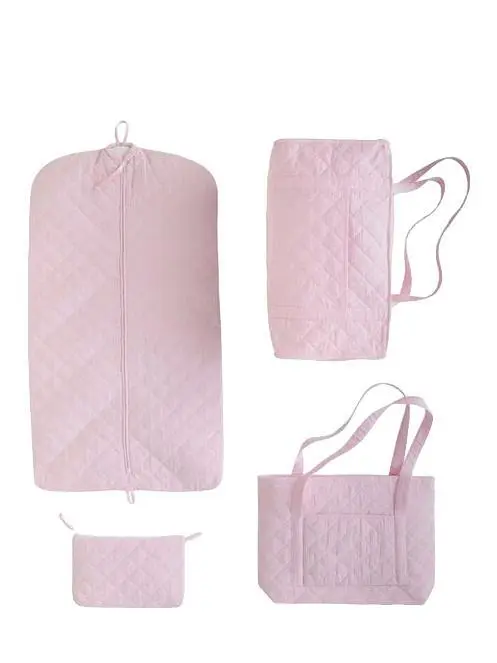 LITTLE ENGLISH Quilted Luggage Set - Light Pink