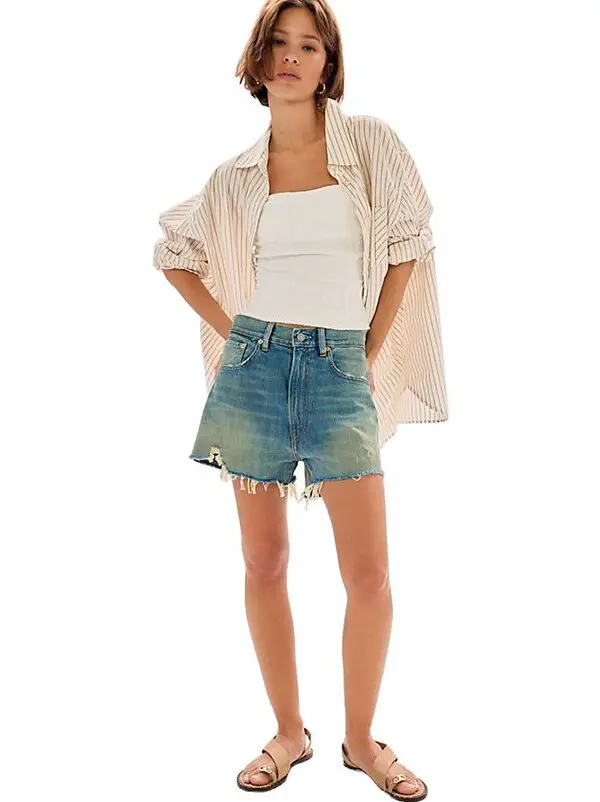 Denimist Haisley Denim Shorts With Raw Hem - Reed Indigo