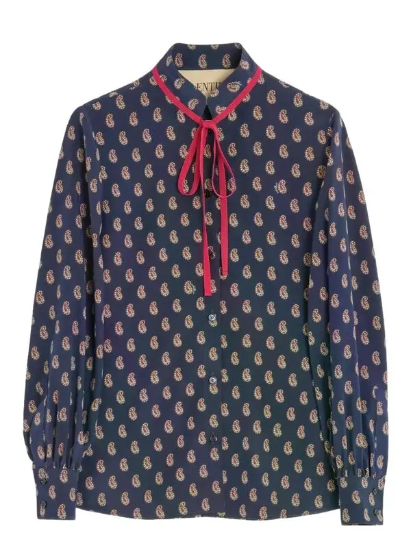 Valentino Garavani Crepe De Chine Voyage Imaginaire Paisley Printed Shirt - Blue
