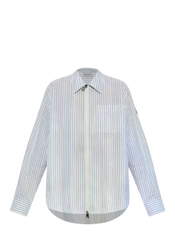 Moncler Striped Zip-up Shirt - White