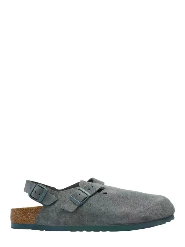 BIRKENSTOCK Tokio Suede Buckle Mules - Grey
