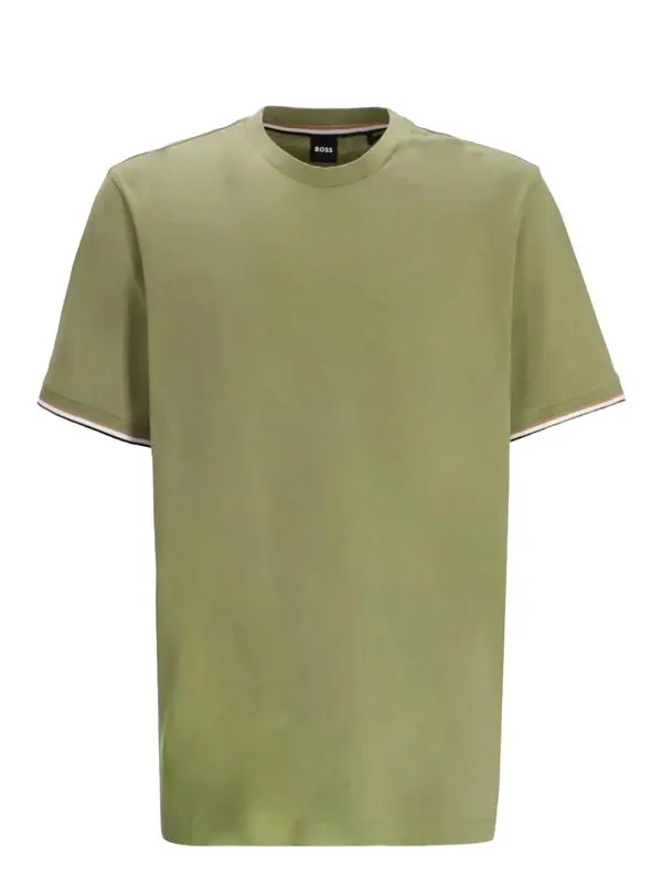 BOSS Striped-cuff T-shirt - Green