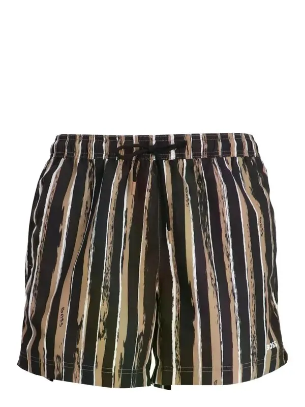 Hugo Boss Striped Drawstring Shorts - Black