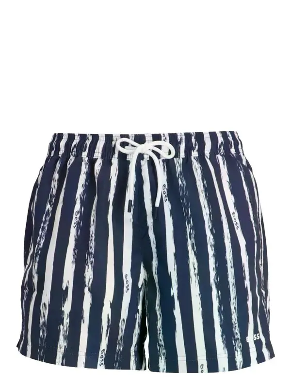 BOSS Striped Drawstring Shorts - Blue