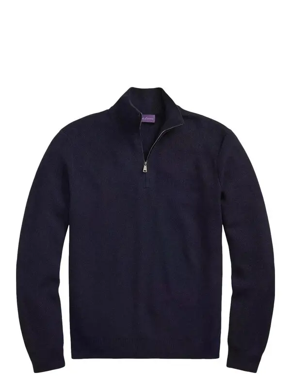 Ralph Lauren Purple Label Piqué-weave Wool Sweater - Blue