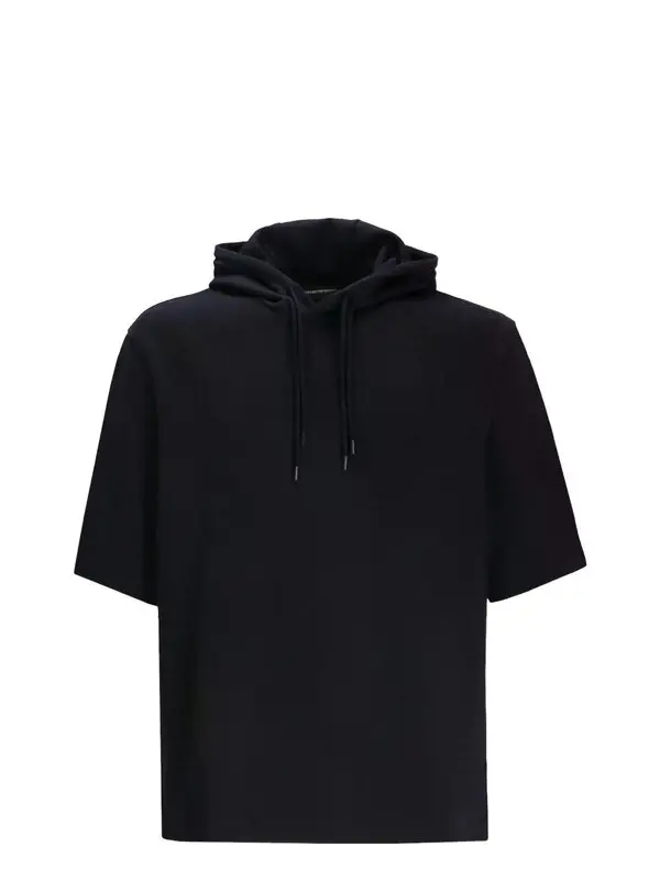 Emporio Armani Jacquard Jersey Short-sleeve Hoodie - Black