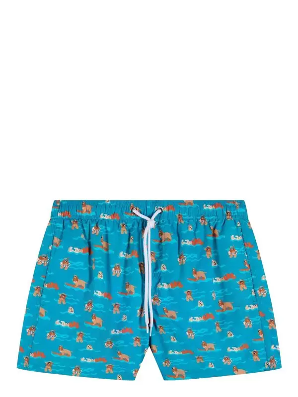 Sundek Dog-print Swim Shorts - Blue