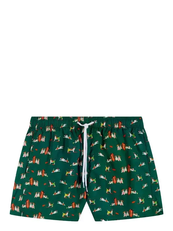 Sundek Dog-print Swim Shorts - Green