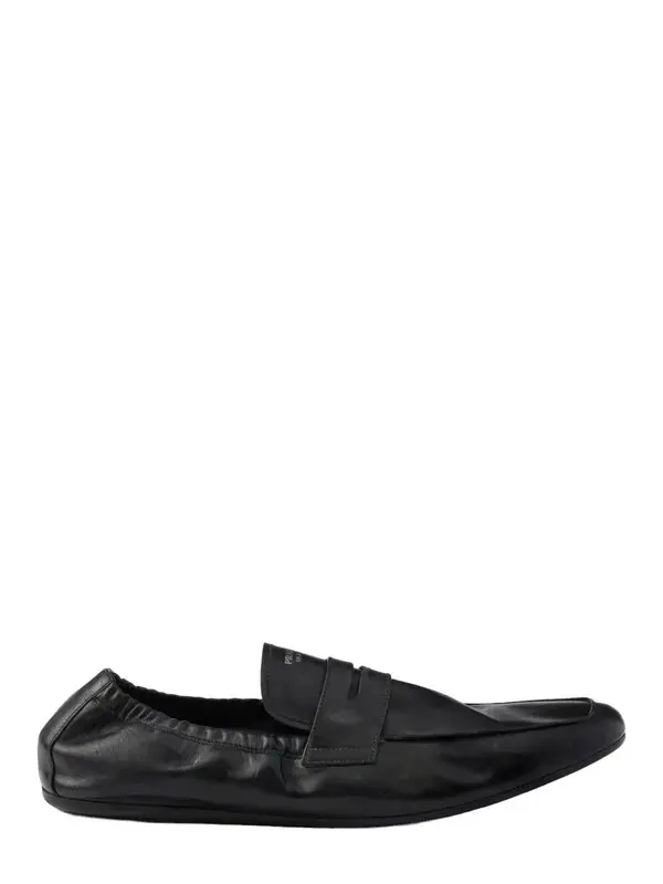 Prada Shuffle Antiqued Leather Loafers - Black