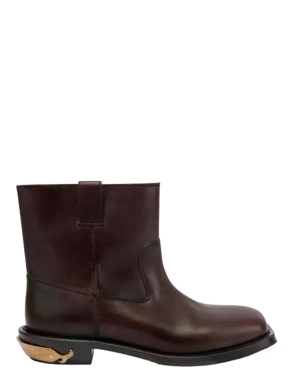Moschino Leather Ankle Boots - Brown