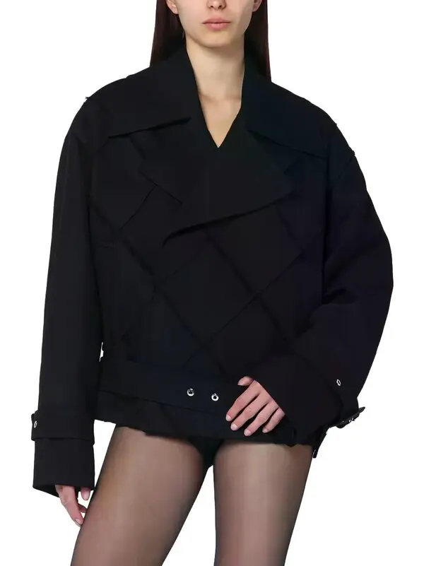 NAMACHEKO Quilted Waist Trench Coat - Black