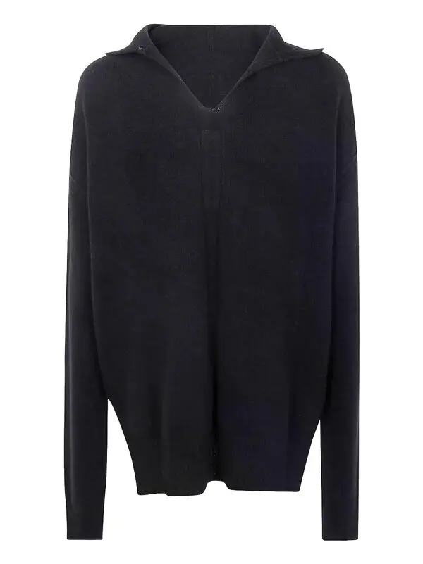 Rick Owens Collared Cashmere Sweater - Black