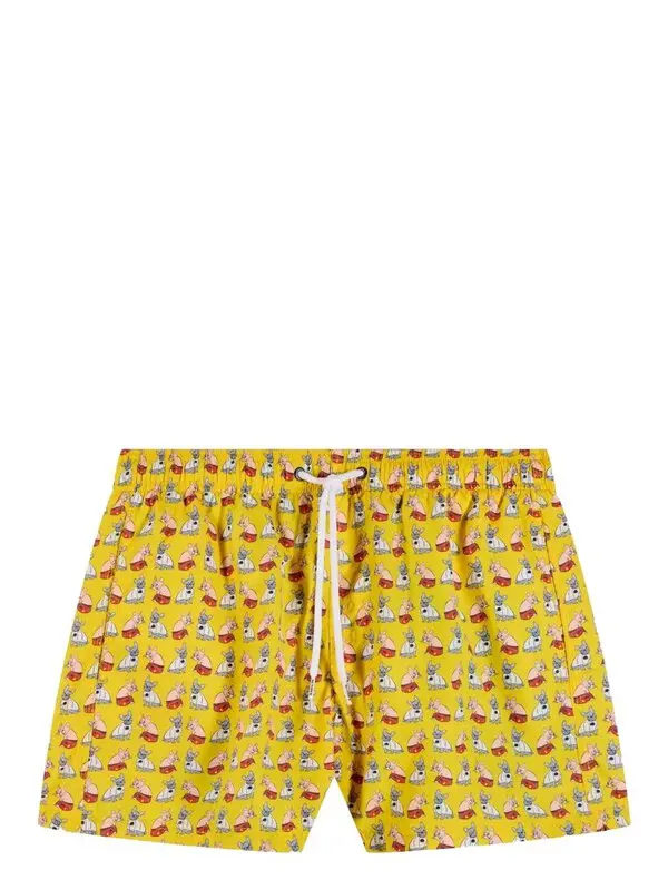 Sundek Dog-print Swim Shorts - Yellow
