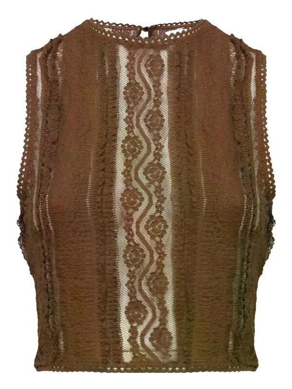 Charo Ruiz Ibiza Lace-detail Sleeveless Top - Brown