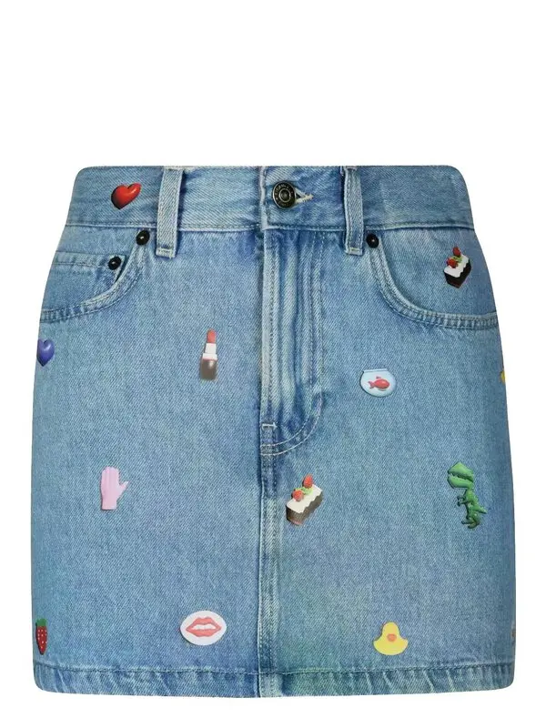 Fiorucci Graphic-appliqué Denim Skirt - Blue