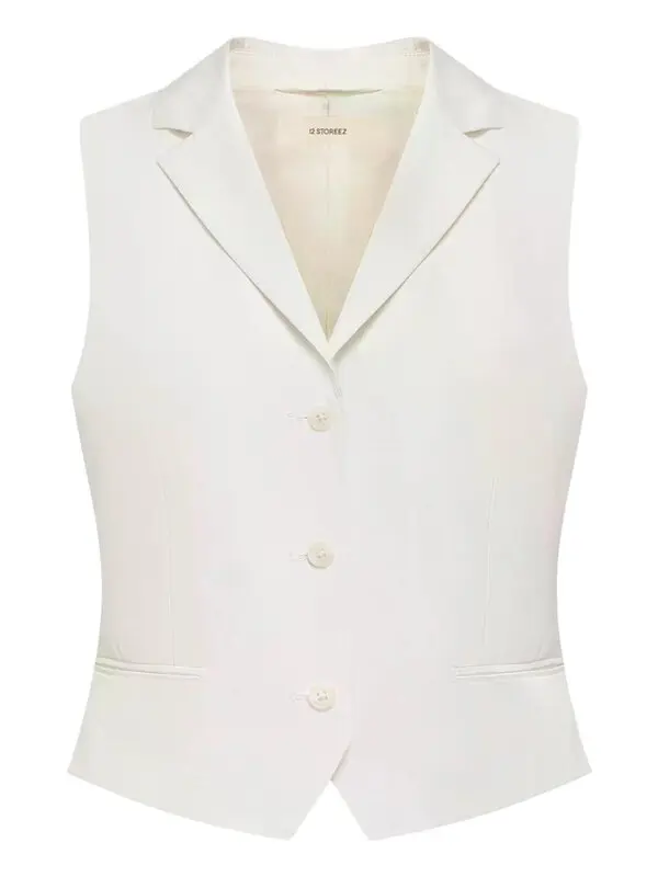 12 STOREEZ V-neck Cotton-lyocell Vest - White