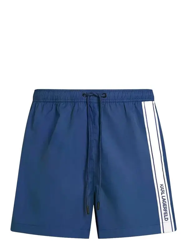 Karl Lagerfeld Elongated-logo Swim Shorts - Blue