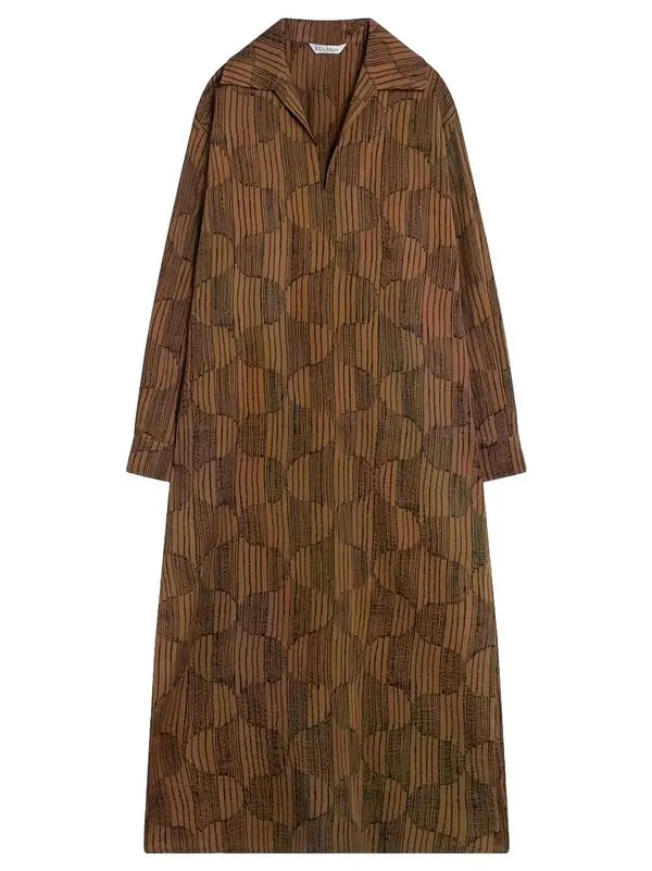 Max Mara Geometric-print Midi Shirt Dress - Brown
