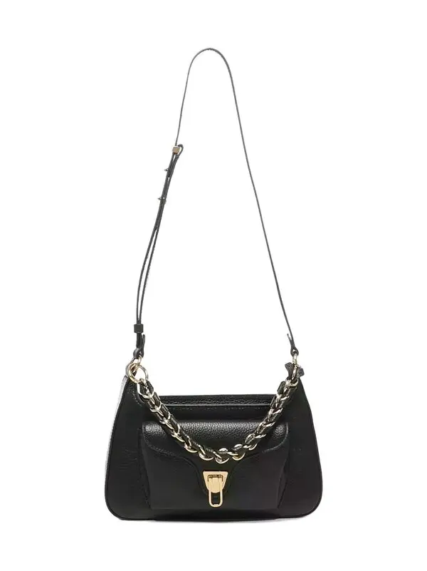 COCCINELLE Chain-embellished Leather Shoulder Bag - Black