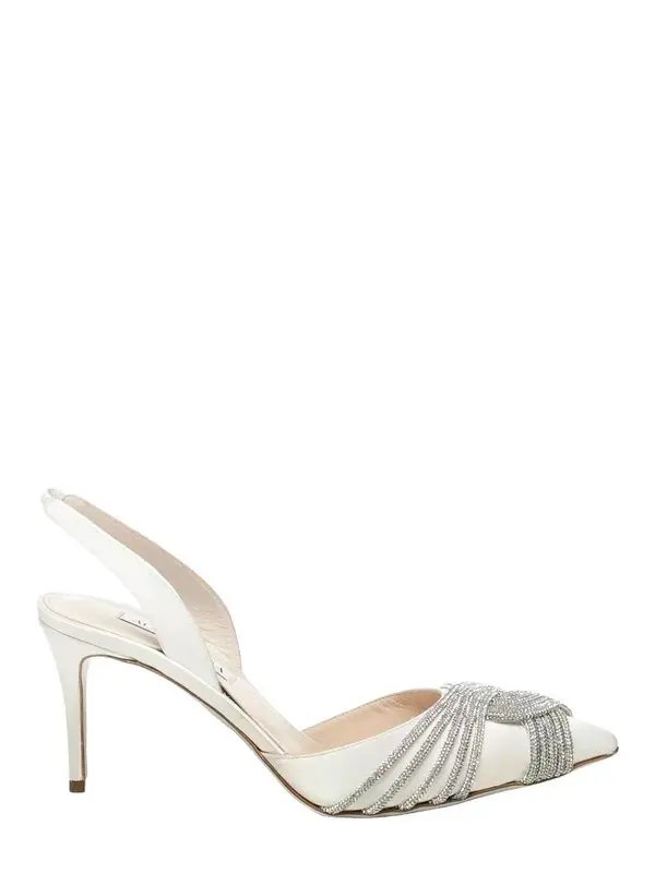 AQUAZZURA Gatsby Sling 75mm Crystal-embellished Slingback Pumps - White
