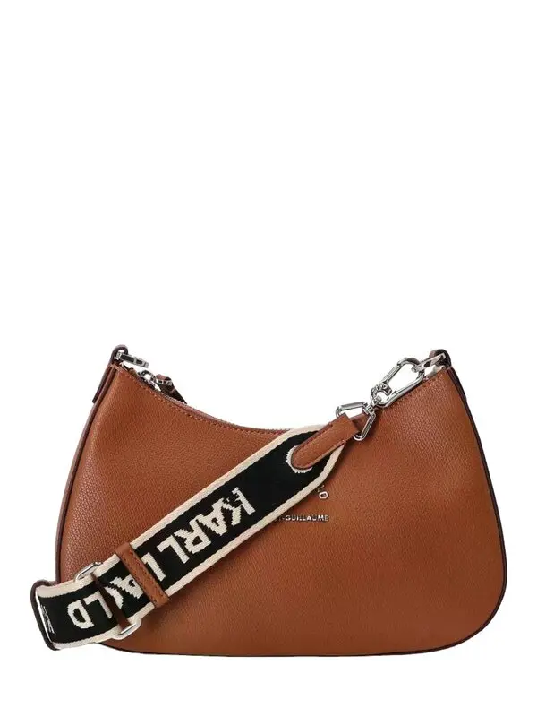 Karl Lagerfeld Leather Shoulder Bag With Logo Lettering - Brown