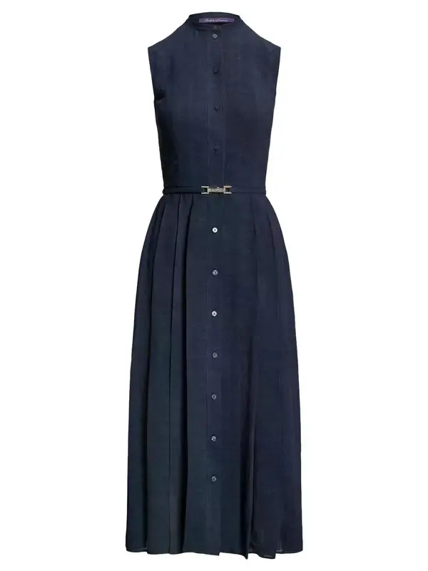 Ralph Lauren Belted Sleeveless Dress - Blue