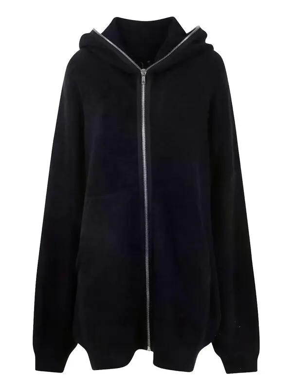 Rick Owens Zip-up Alpaca Wool Blend Hoodie - Black