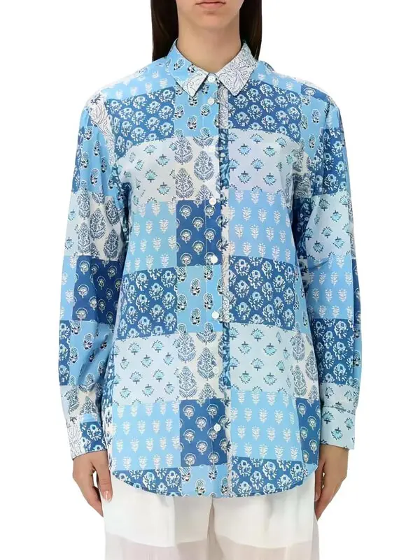 MC2 SAINT BARTH Brigitte Patchwork Floral Shirt - Blue
